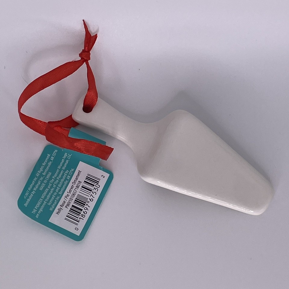 The Pioneer Woman 2021 Holly Rose Ceramic Pie Server Christmas Ornament ...