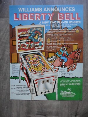 Liberty Bell Pinball Machine Flyer Original Williams Brochure | eBay