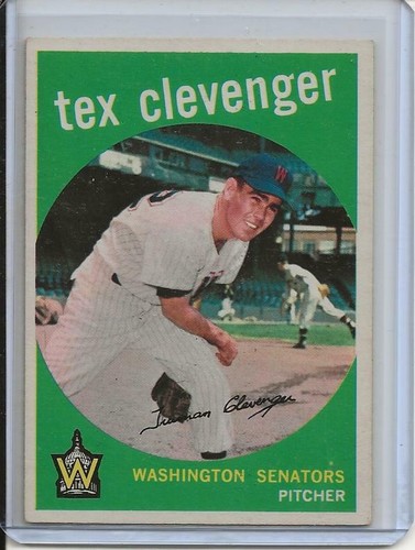 1959 Topps Baseball Card Tex Clevenger Pitcher Washington Senators NR ...