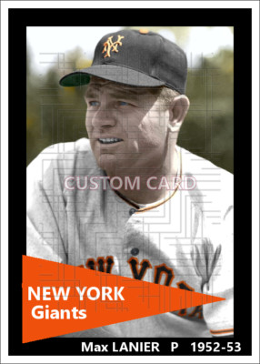 Max Lanier - c. 1952-53 New York Giants - 2.5 x 3.5 custom card (blank ...