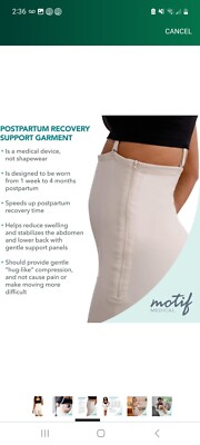 Motif Medical Postpartum Recovery Support Compression Garment NEW XXL ...