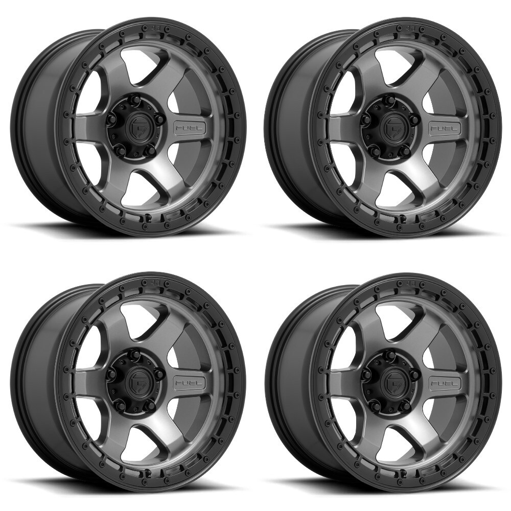 Set 4 17" Fuel 1PC D752 Block 17x9 Matte Gunmetal Black Ring 6x135 ...