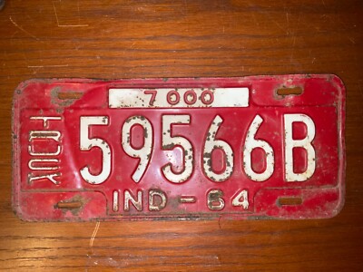 NEAT VINTAGE 1964 INDIANA TRUCK 7000 LBS LICENSE PLATE " 59566B" IN 64 ...