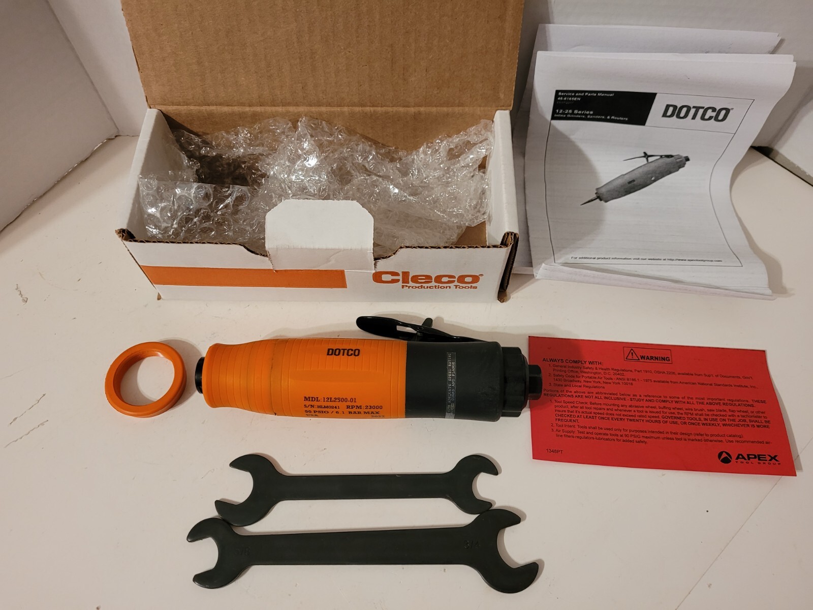 Dotco 12L2500-01 Straight Inline Die Grinder, Collet, 1/4″ Speed 23,000 ...