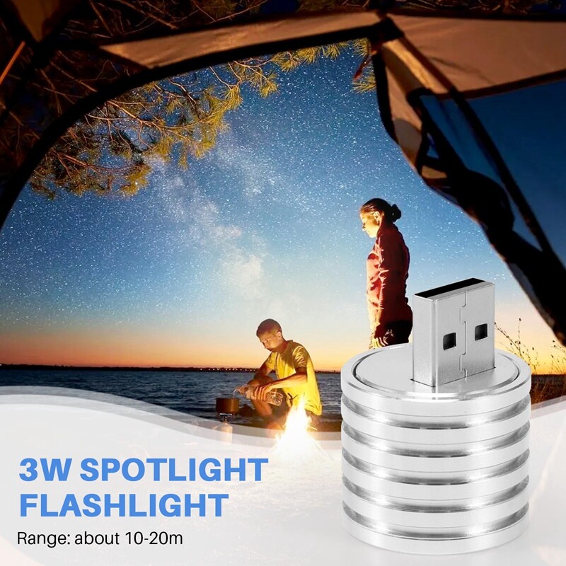 Aluminum 3W USB LED Lamp Socket Spotlight Flashlight White Light Z2V2h ...