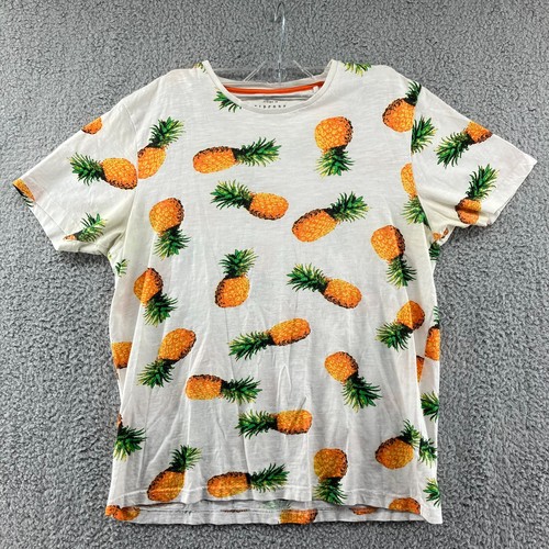 Pineapple T Shirt Mens Large White Crew Neck Summer | eBay