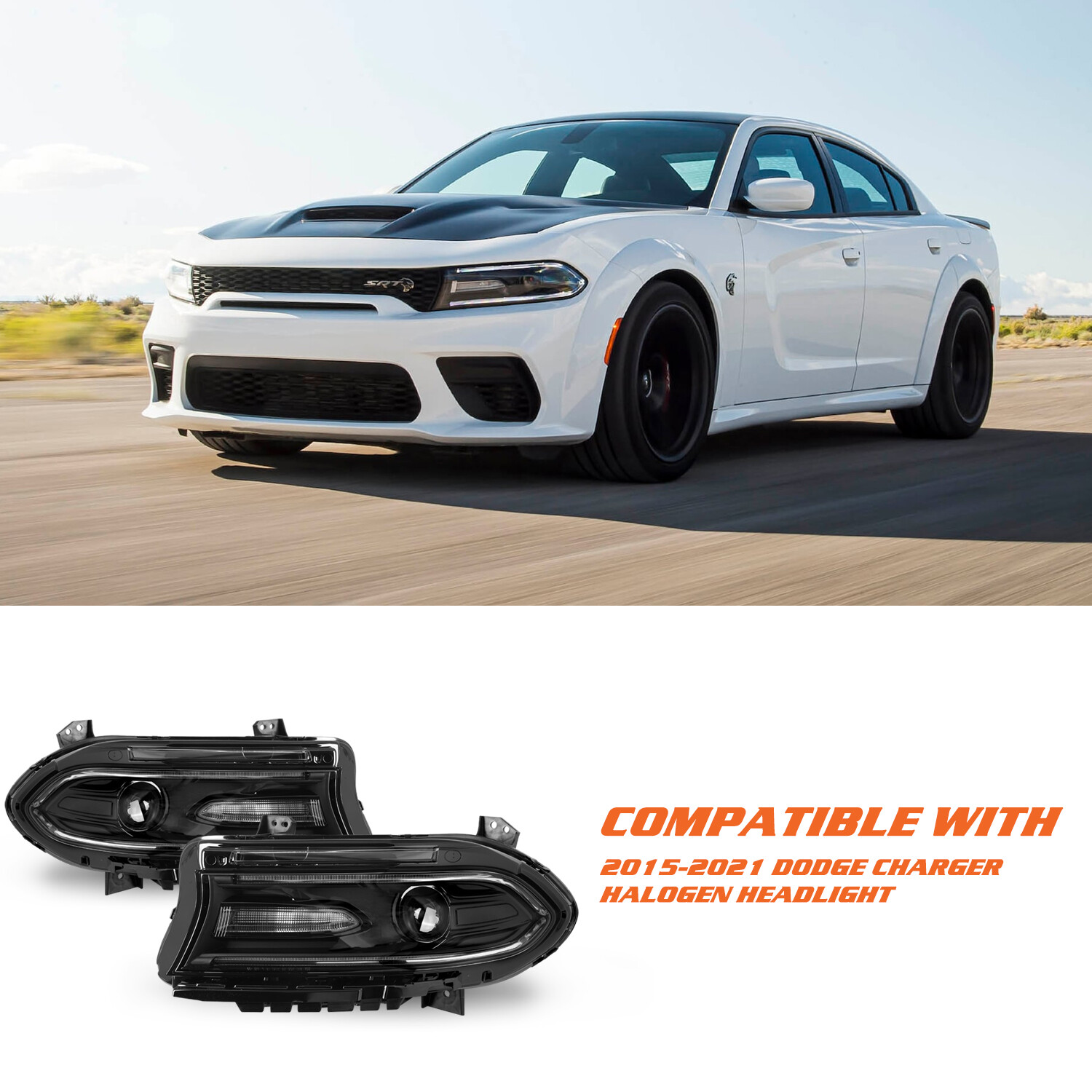 For Dodge Charger 2015-2022 Headlights LED DRL Halogen Left & Right Headlamps | eBay