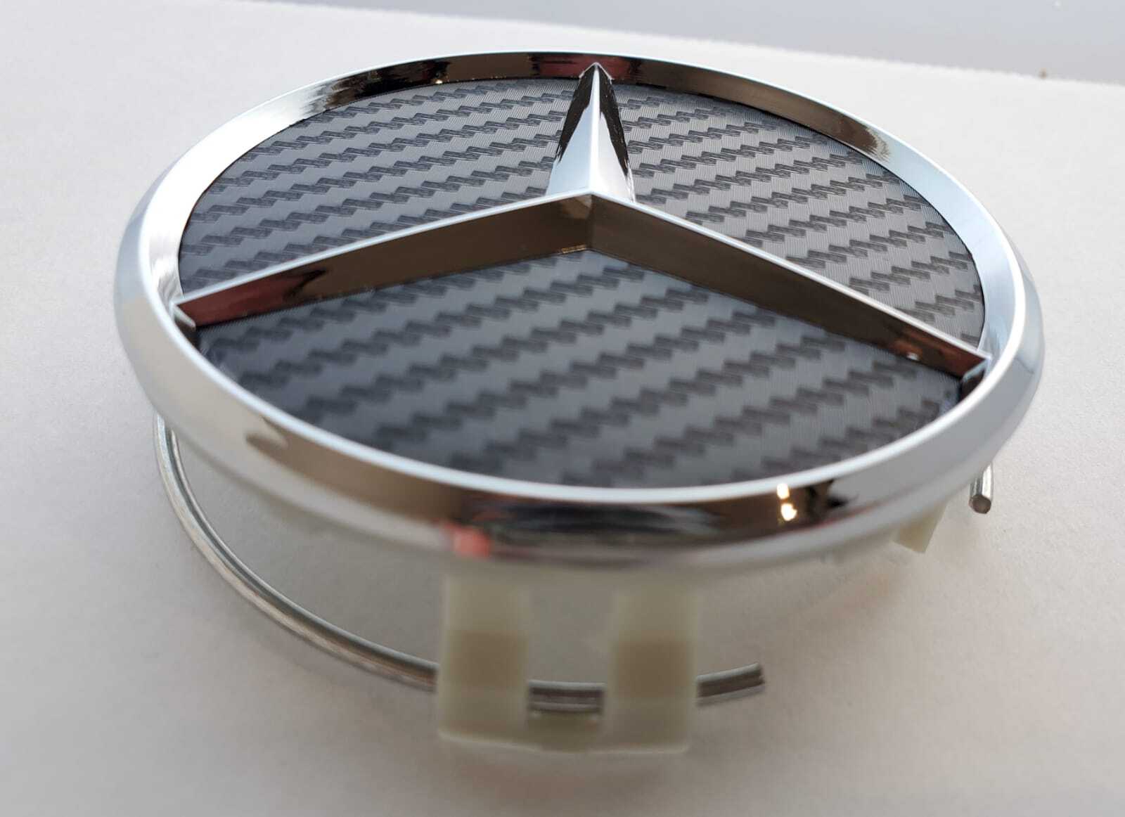 Set of 4 Mercedes Benz Center Caps Carbon Black 2.95 Inch/75mm Fits ...