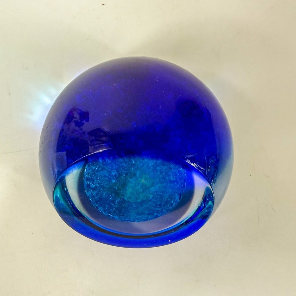 Caithness Scotland Art Glass Blue Round Paperweight Decorative ...