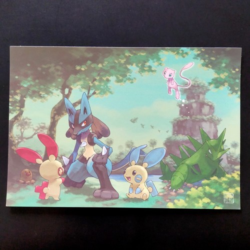 Mew Postcard Ken Sugimori Lucario Plusle Minun Tyranitar Pokemon Card ...