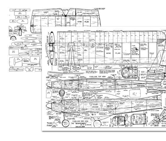 Beachcomber Pattern Plane 64" WS RC Model Airplane Printed Plans ...