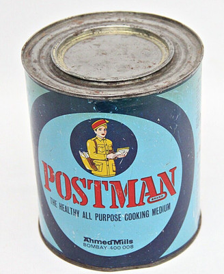 Vintage Postman Brand All Purpose Cooking Medium Oil Empty Round Tin ...
