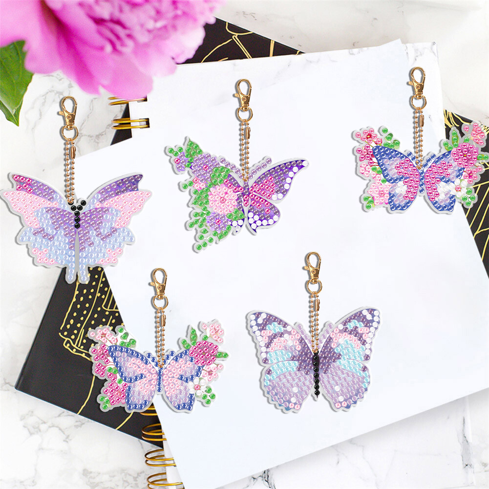 DIY Diamond Art Key Rings Butterfly 5pcs for Beginners Home Decor ...