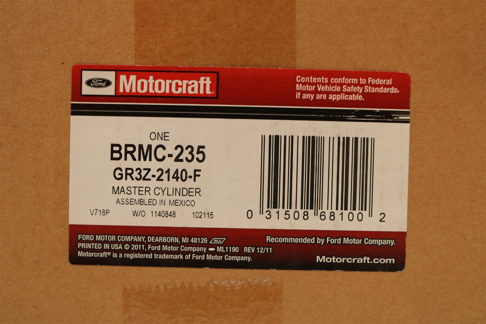 Brake Master Cylinder Motorcraft BRMC-235 fits 2015 Ford Mustang for ...