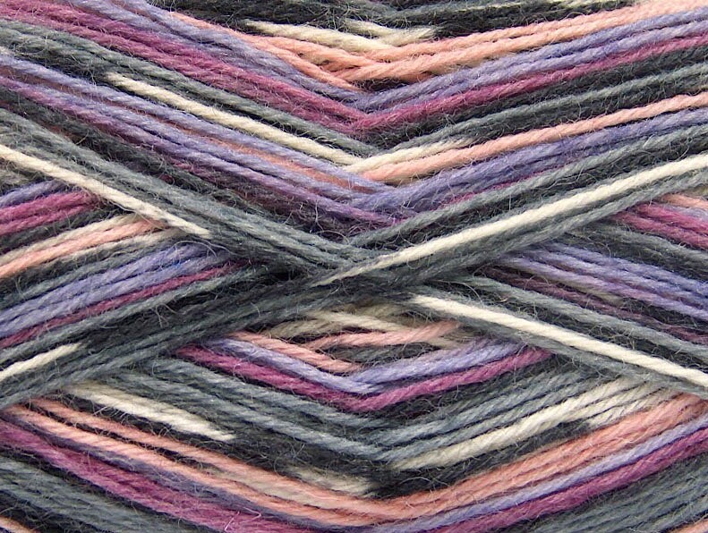 100 Gram Magic Sock Yarn #59008 Lilac Pink Grey Black Ice Superwash ...