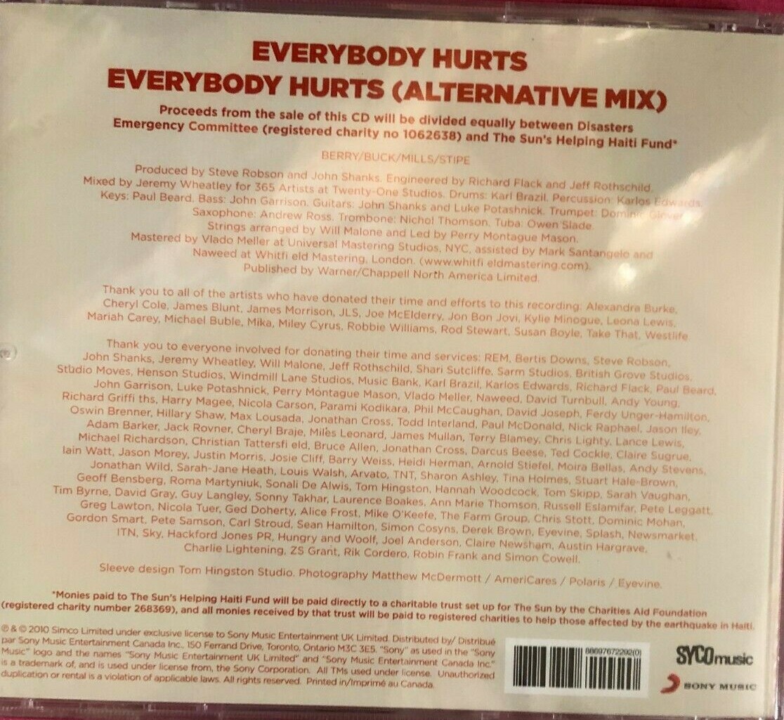 Helping Haiti Everybody Hurts (CD, 2010) | eBay