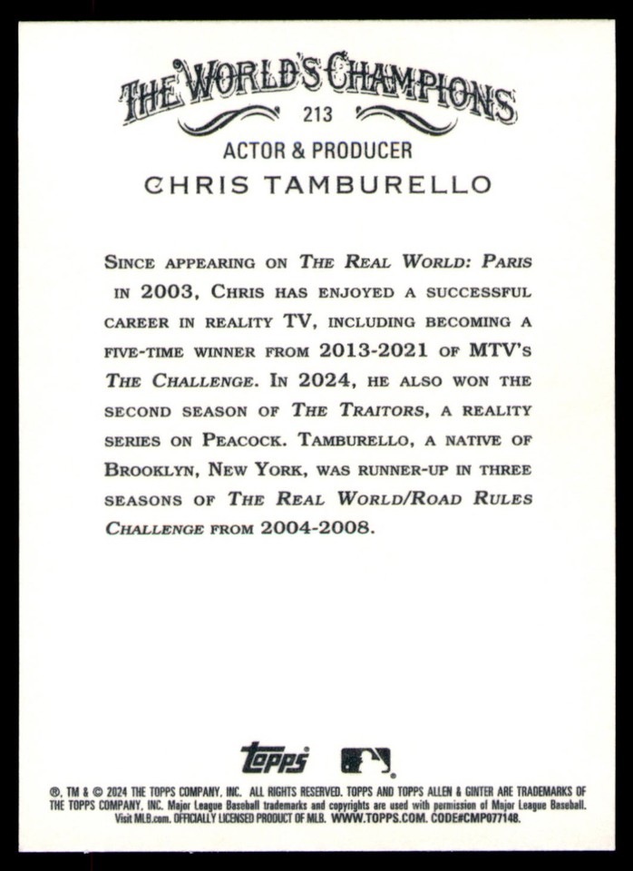 2024 Topps Allen & Ginter #213 Chris Tamburello Card | eBay
