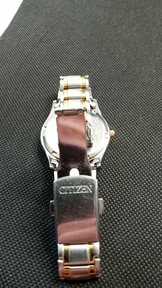 Citizen Women's Eco-Drive Two-Tone Watch 890406 White Dial Date | eBay