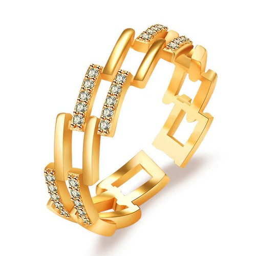 Gold Plated Finger Ring with Cubic Zircon Contemporary Design | eBay