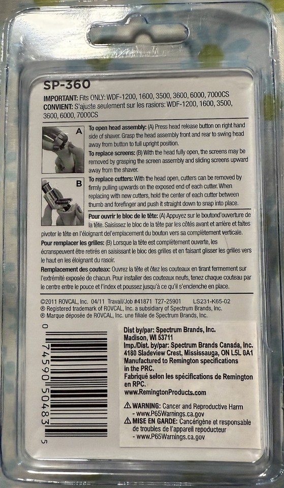 New Replacement Remington Smooth & Silky SP-360 Women's Shaver Screens ...