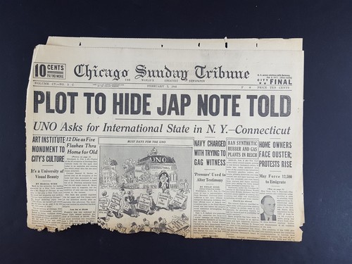 Plot To Hide Japanese Note Told 1946 Old Newspaper Chicago Tribune Feb ...