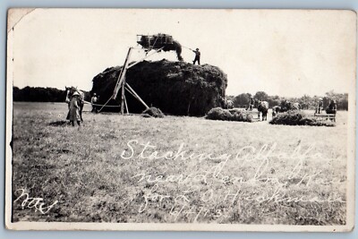 Lenora Kansas KS Postcard RPPC Photo Stacking Alfalfa Wheat Farming ...