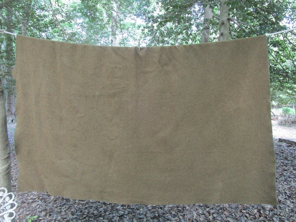 Vintage 1951 Wool Blanket Springfield Woolen Mills Army Miliary Olive ...