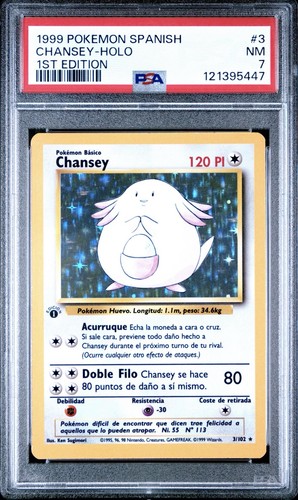 1999 Pokemon SPANISH 1st Edition Base Set Chansey Holo 3/102 PSA 7 NM ...