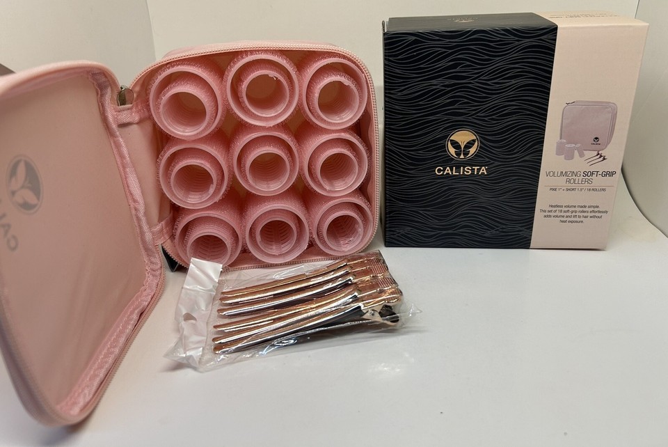 Calista Volumizing Self Grip Rollers 18 Curlers Clips Case Short Pixie ...