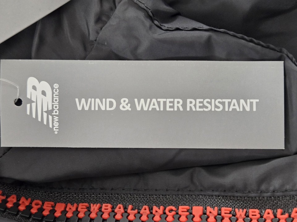 New Balance Wind Water Resistant Lined Hooded Run Active Jacket Black ...
