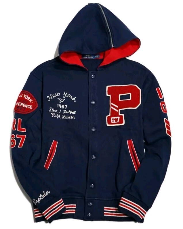 POLO RALPH LAUREN 🦄Rugby🔥 Varsity Wildcats Letterman Jacket Size L Navy ...
