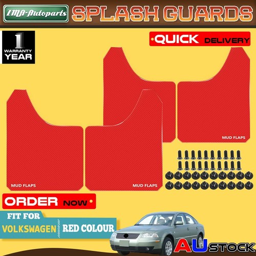 4x Red Front Rear Universal Splash Guards Mud Flaps for VW Golf Passat ...