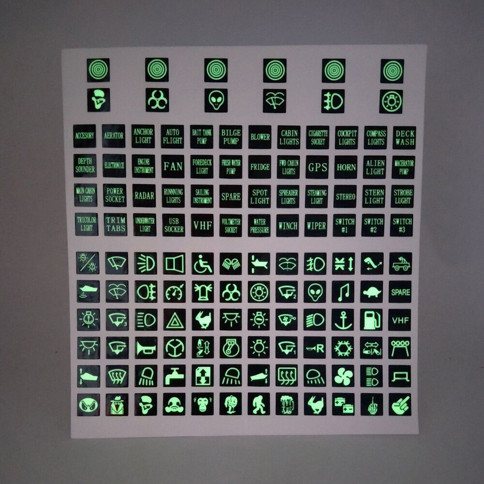 120Pcs Rocker Switch Label Decal Circuit Panel Sticker Marine Boat ...