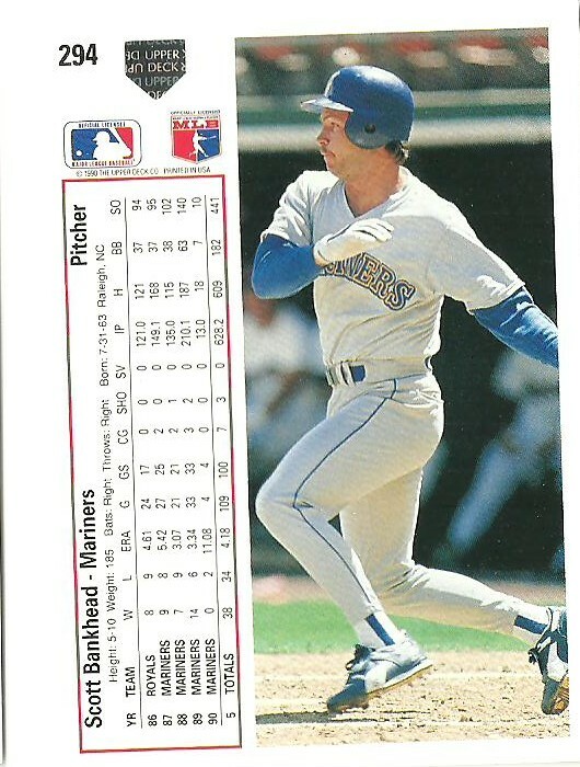 SCOTT BANKHEAD SEATTLE MARINERS #294 - UPPER DECK NM-MT 1991 | eBay