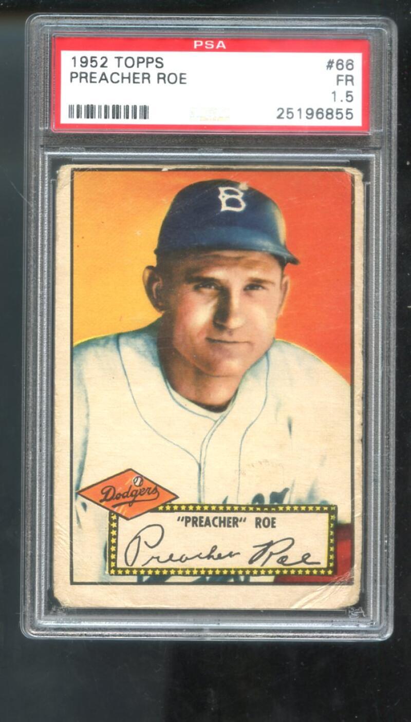 1952 Topps #66 Preacher Roe PSA 1.5 Graded Baseball Card Brooklyn ...
