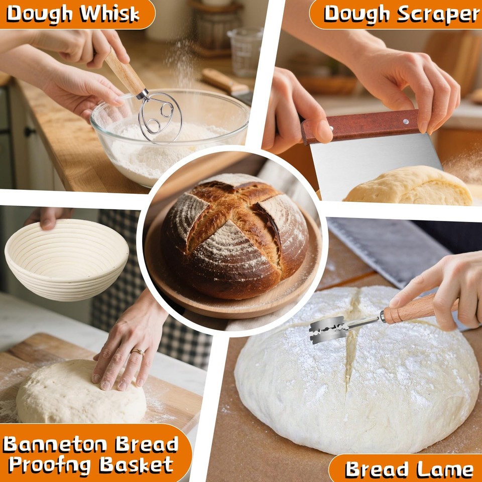 Banneton Bread Proofing Basket Banneton Basket Set Sourdough Proofing ...