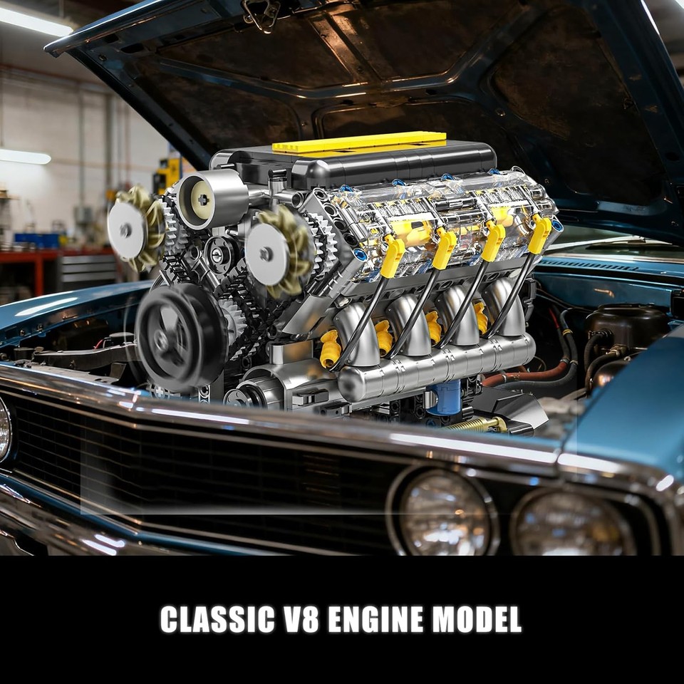 V8 Engine Model Building Kit That Runs - STEM Visible Mini V8 Engine ...