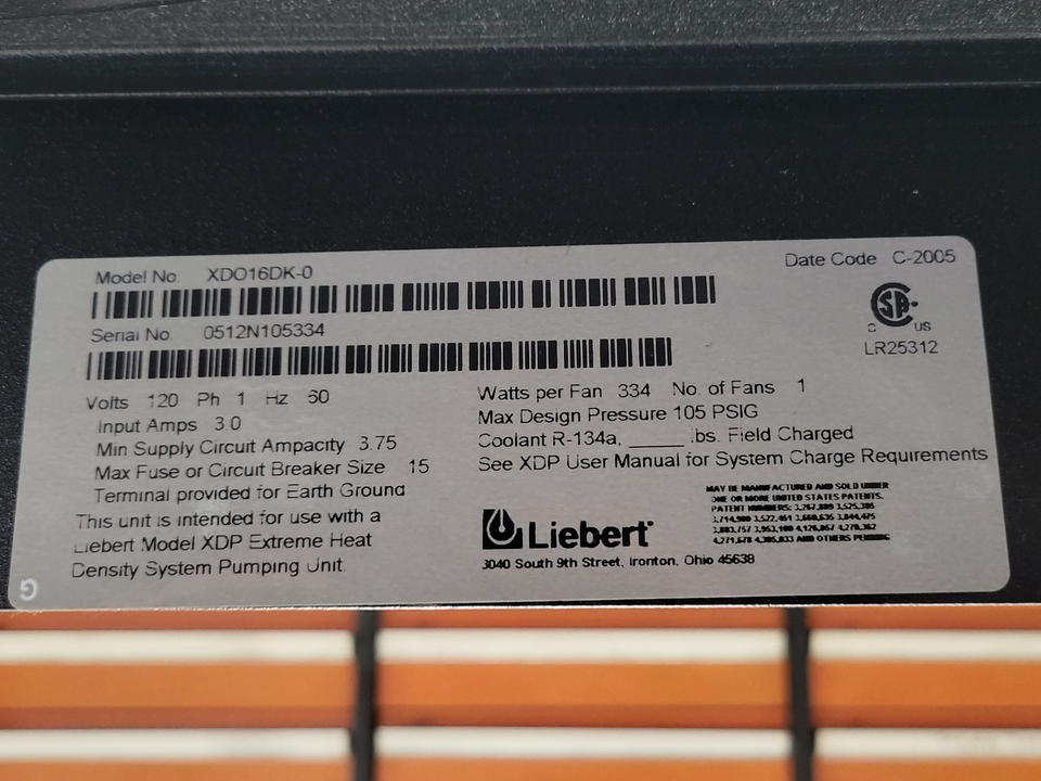 Liebert 17.2 kW 5 Ton Overhead Cooling Module XDO16DK-0 | eBay