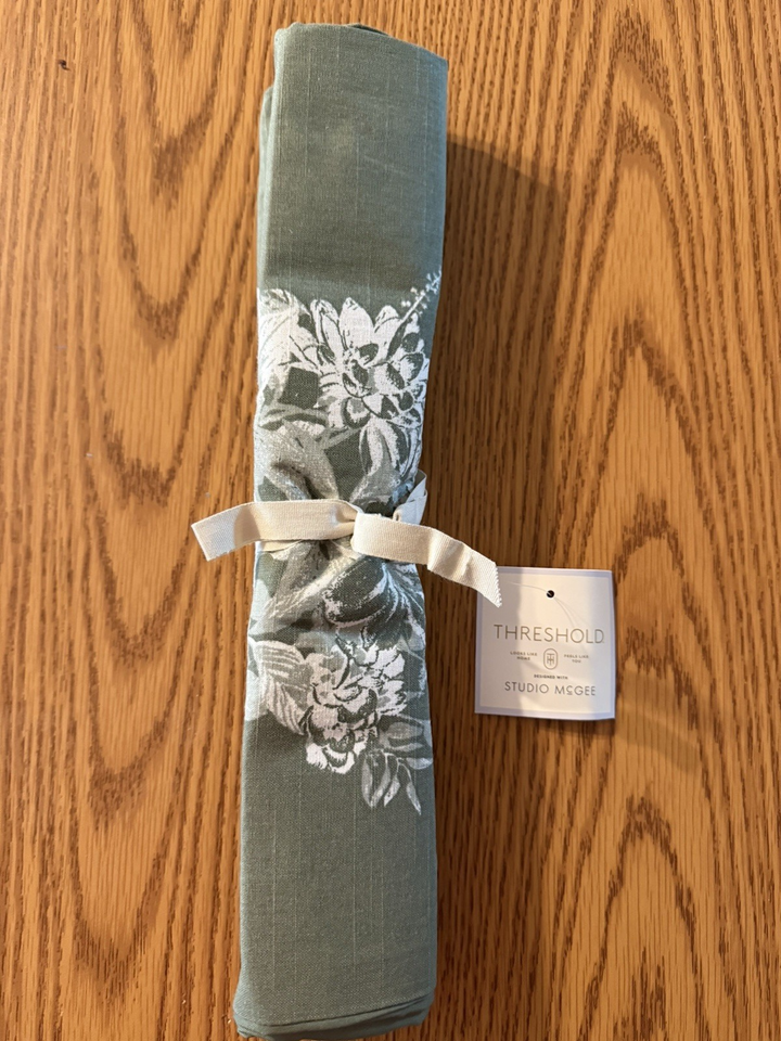 Threshold 72" x 14" Cotton Floral Table Runner Olive Green- New | eBay