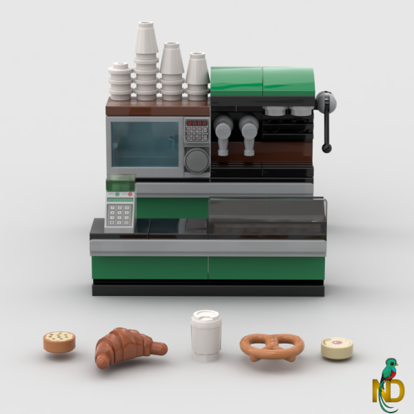 Cafe Made Of LEGO Coffee Shop & Bakery Food Store Minifigure Interior ...