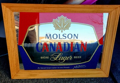 Vintage Molson Canadian LAGER Beer Mirror Bar Sign | eBay