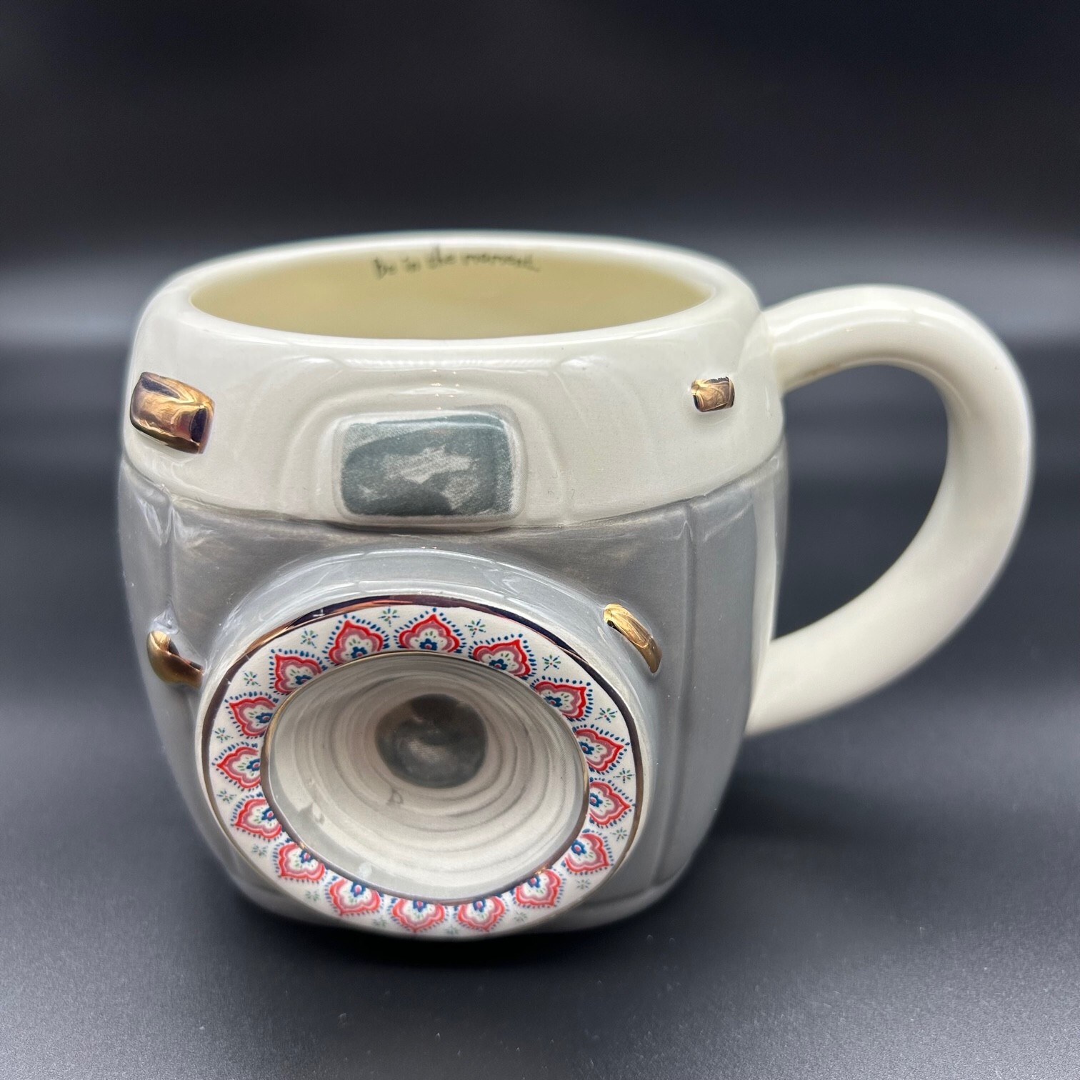 Natural Life Camera Coffee Mug Be in the Moment Grey Ceramic 16 oz | eBay