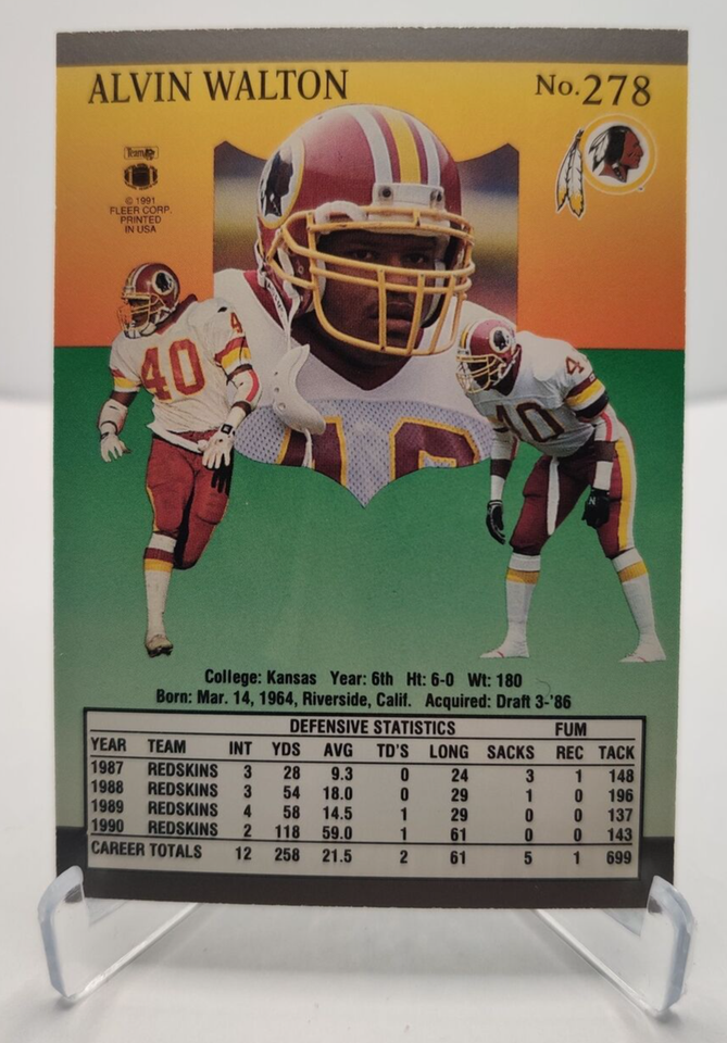 1991 Fleer Ultra #278 Alvin Walton Washington Redskins football card | eBay