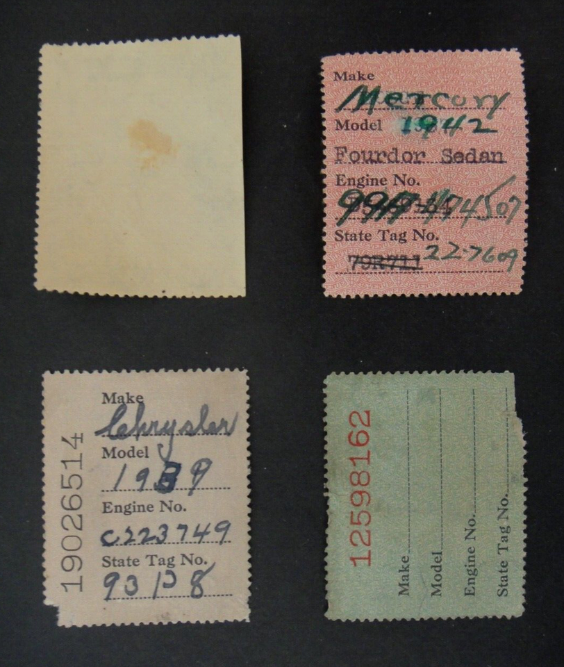 Lot of 4 US Internal Revenue Motor Vehicles Use Tax Stamps RV1, RV6 ...