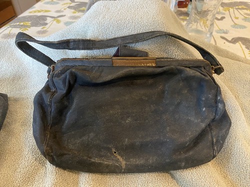 Vintage leather purse World War II era black leather | eBay