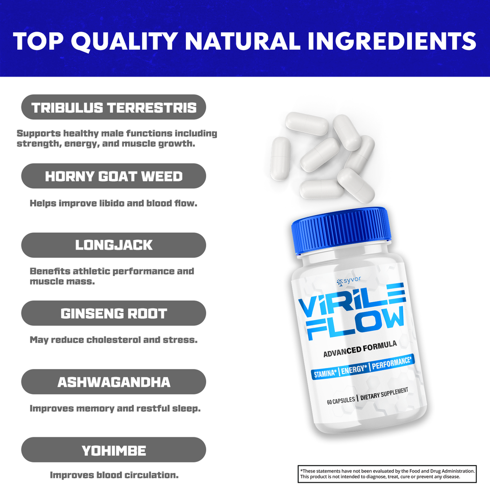 Virile Flow for Men Advanced Performance Supplement Male Health 120 ...