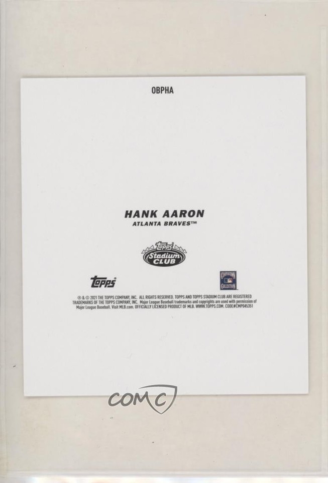 2021 Stadium Club Oversized Master Photo Variation Topper Hank Aaron ...