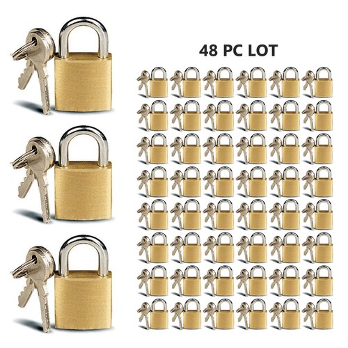 Lot Of 48 Padlock Small Brass 20MM Mini Tiny Lock Keyed Box Jewelry ...