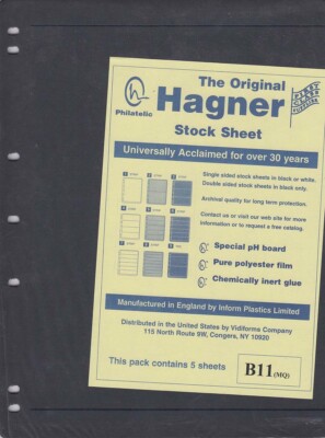 Stamp Stock Sheets Double Sided 1 Row Pack of 5 Black Pages Hagner High ...