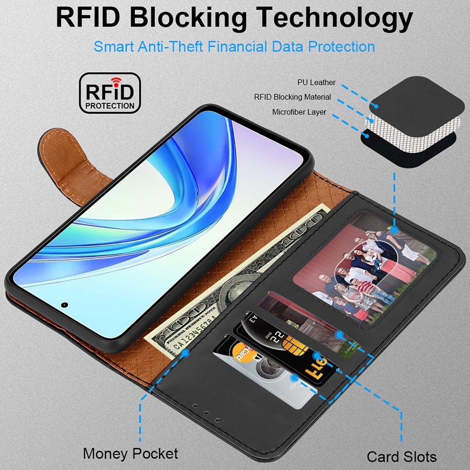 Case for Honor 90 Smart / Honor X7B Leather Wallet Flip RFID Shockproof ...